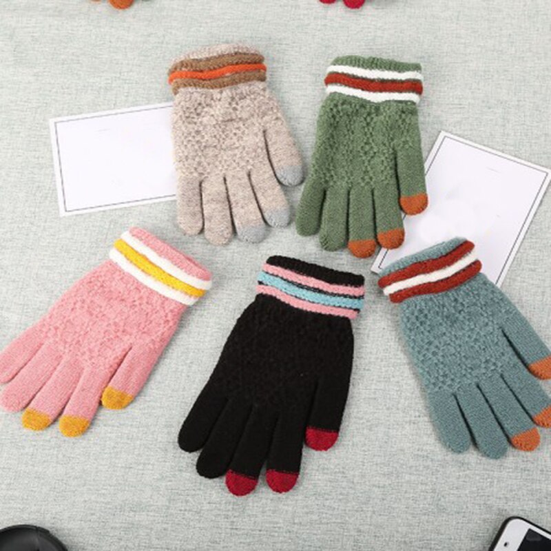 Dam ull stickade handskar varma vinter casual hand... – Vicedeal