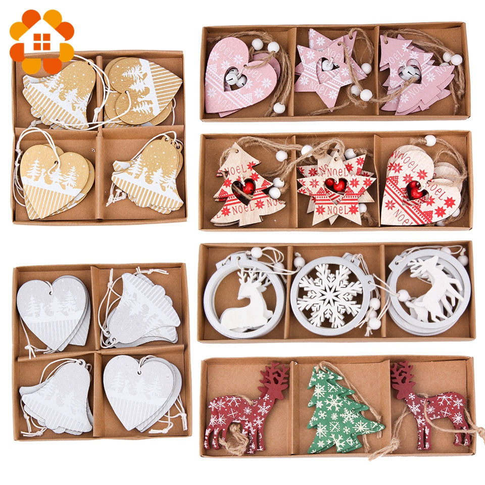 1SET DIY Wooden Printed Christmas Pendants Decorat... – Vicedeal