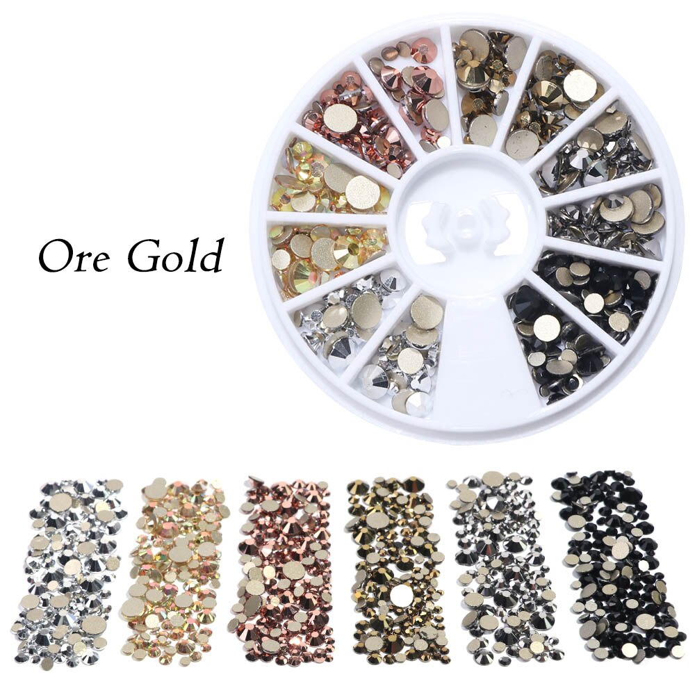 1 hjul flerfarvede negle rhinestones blandet form ... – Grandado