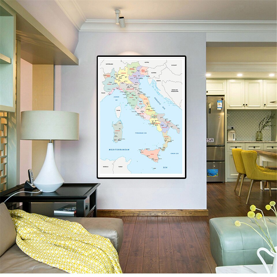 60*90cm Political Map of the Italy Modern Wall Art... – Grandado
