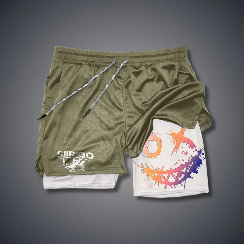 Men's Smiling Face Printed Fitness Shorts, Double-... – Grandado