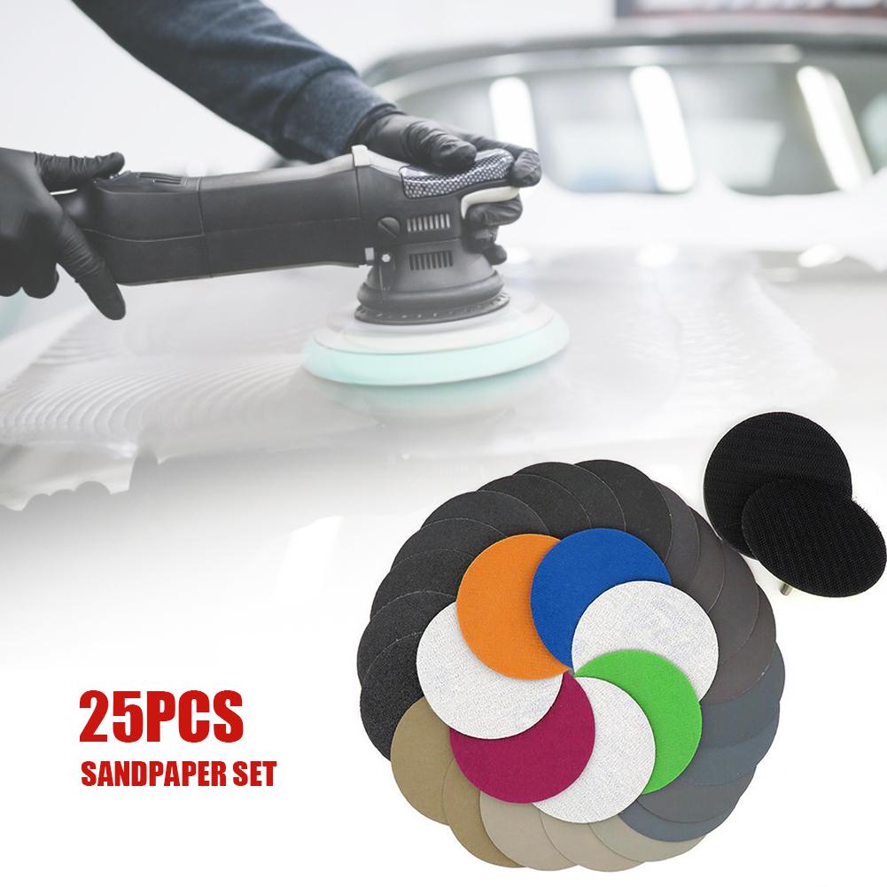 25 stk. 3- tommer 75mm skiver, der flokker sandpap... – Grandado