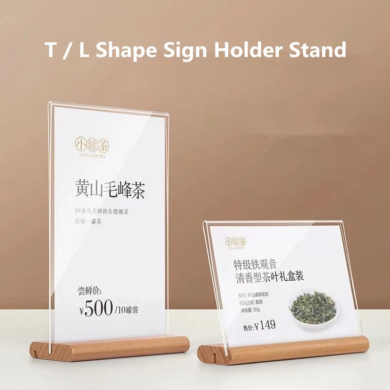 A6 T / L Two Display Table Acrylic Sign Card Stand... – Grandado