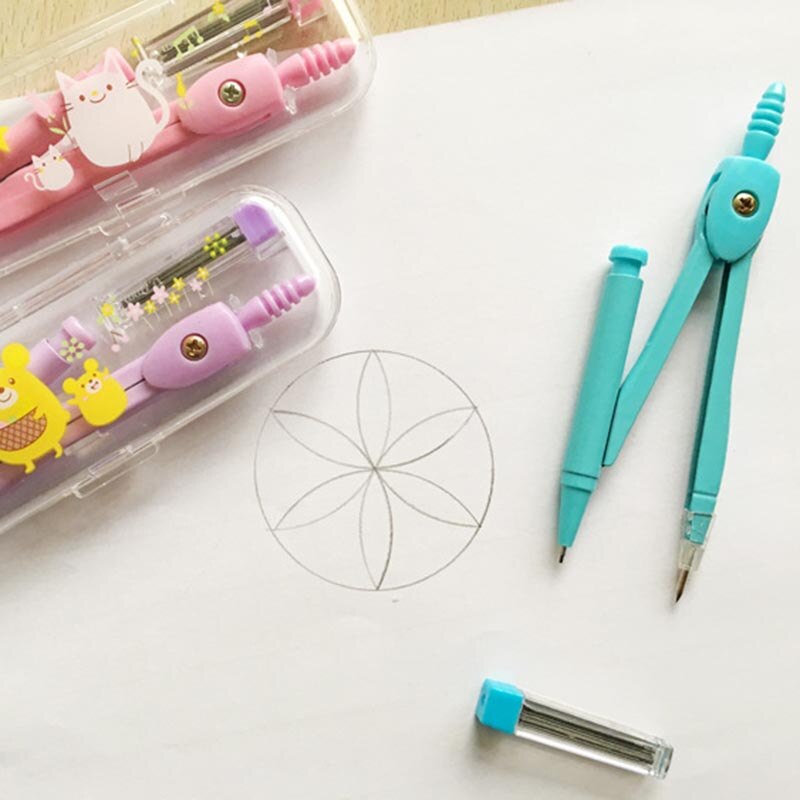 school compass Cute girl stationery student drawin... – Grandado