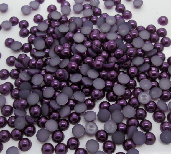 LF 300-10000Pcs Dark Purple Haft Round Pearl Beads... – Grandado