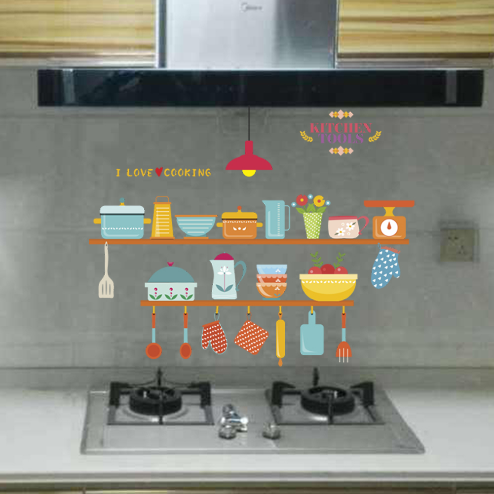 3d vivid kitchen tools wall stickers decals home d... – Grandado