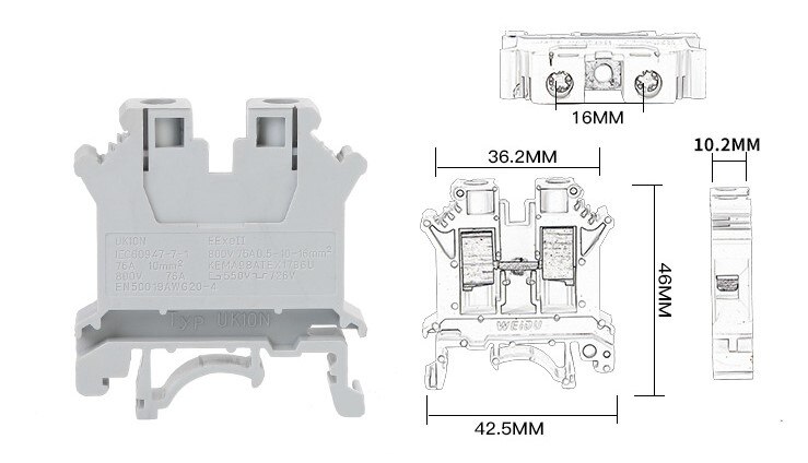 1pcs Uk1.5/2.5 /3/5/6/10 square wire voltage termi... – Grandado