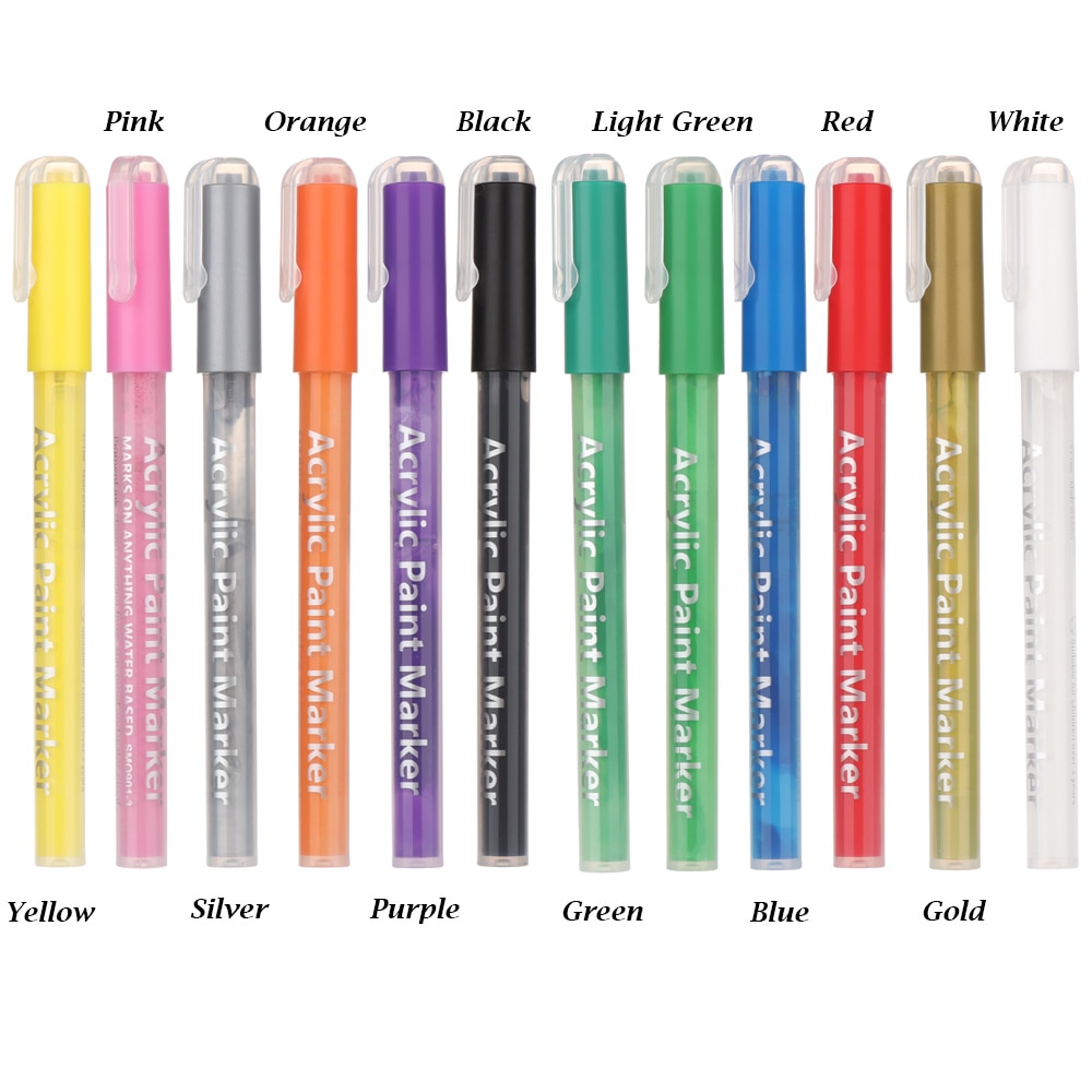 12 Colors Permanent Acrylic Paint Marker Pen For C... – Grandado