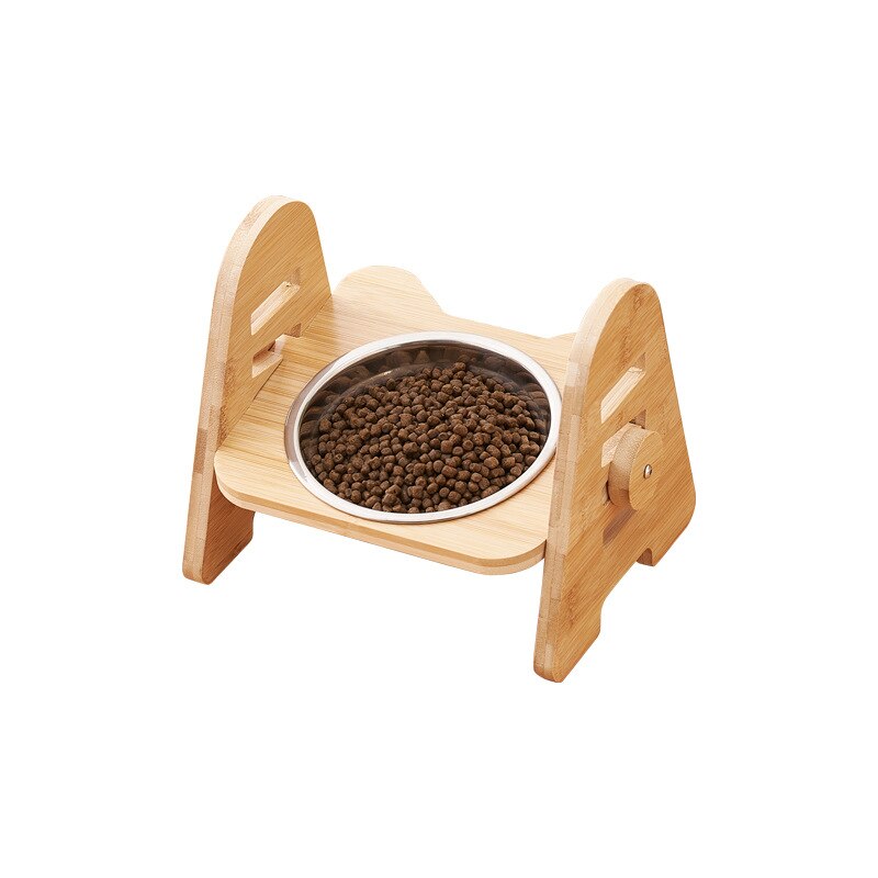 Bamboo Elevated Puppy Cat Bowls with Stand Adjusta... – Vicedeal