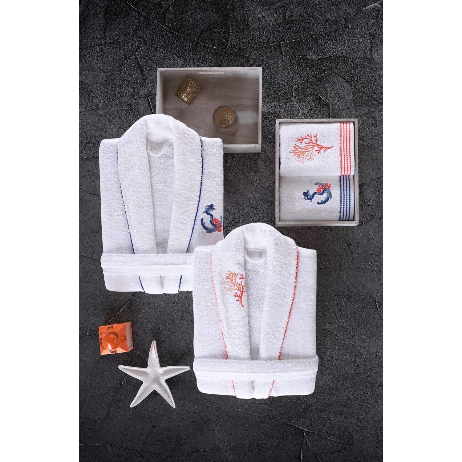 Nakkısh Embroidered Cotton 4 Piece Bathrobe Set-Co... – Vicedeal