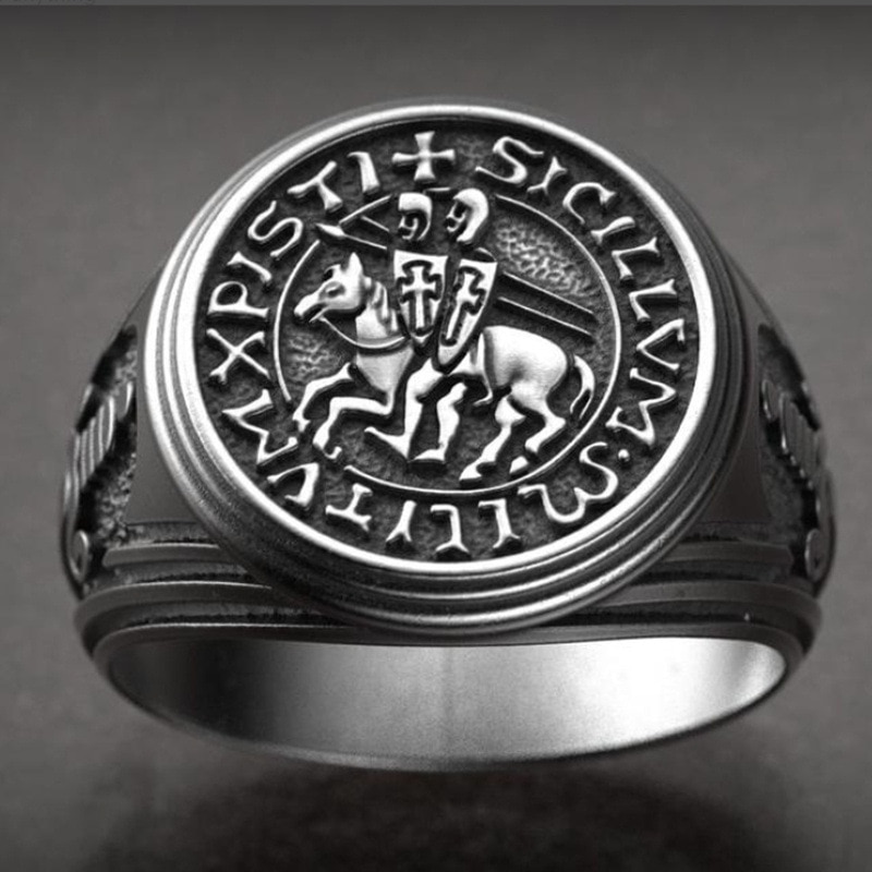 Vintage Crusader Knight Ring Men's Classic Gla... – Vicedeal