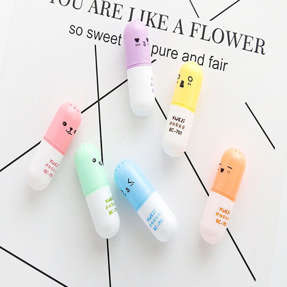 6Pcs Highlighter Marker Kreative Schöne Pille Form... – Vicedeal