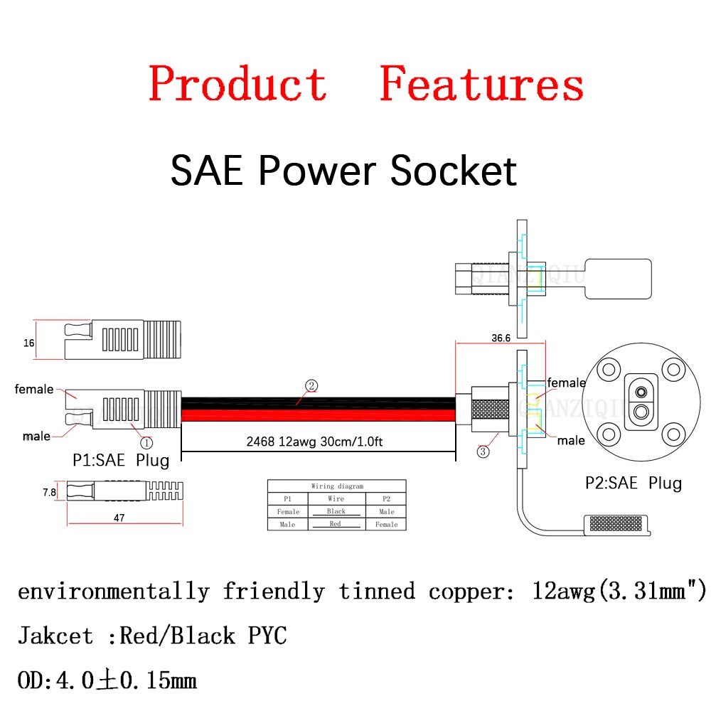 SAE Power Socket Sidewall Port,Weatherproof SAE Qu... – Grandado