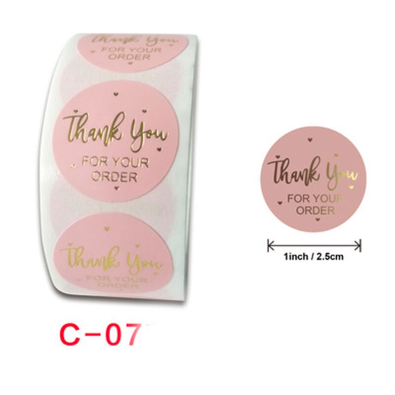Pink Paper Label Stickers Gold Thank You Sticker S... – Grandado