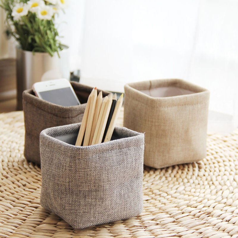 PHANTACI Mini Small Linen Pen Holder Desktop Boxes... – Vicedeal