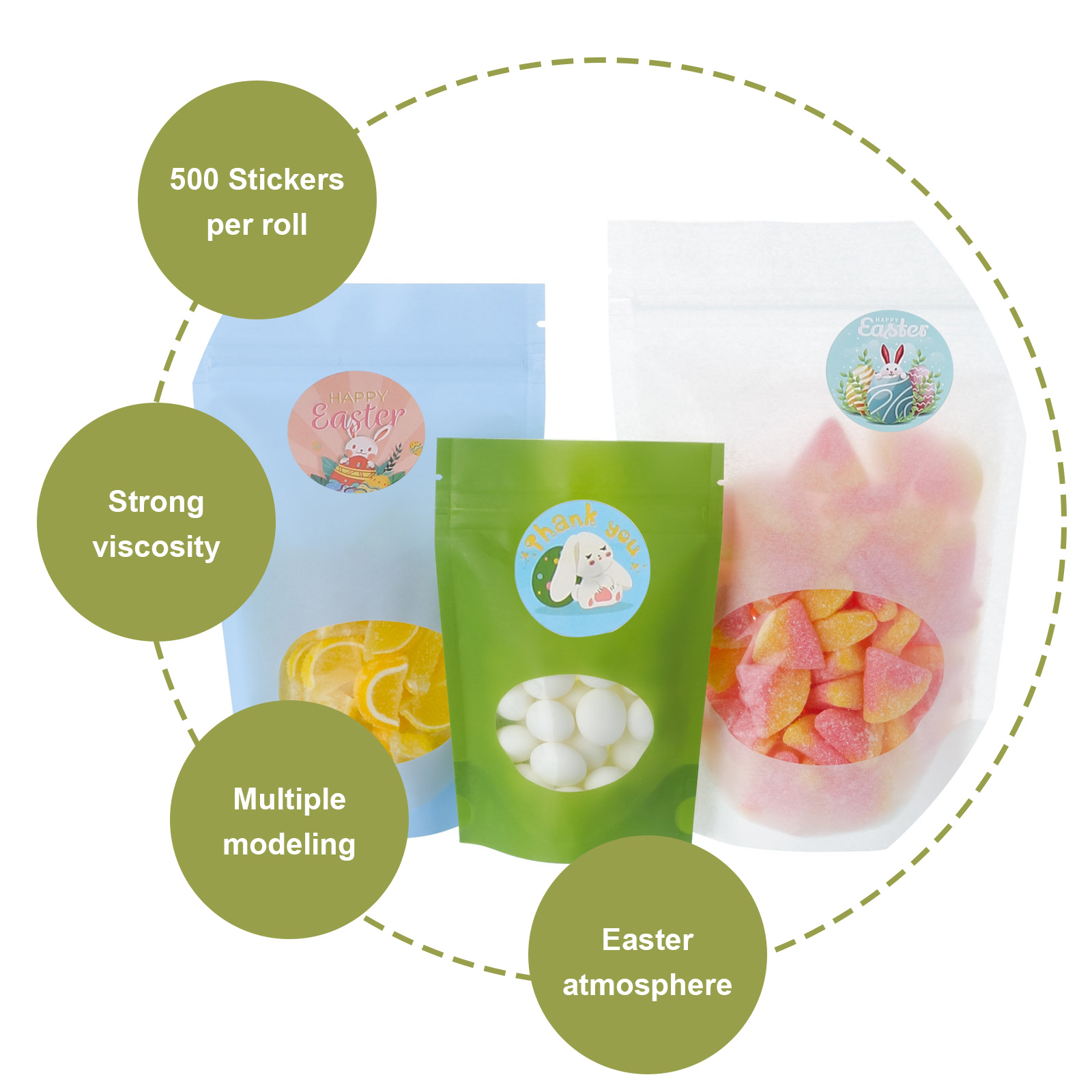 4 Rolls Sticker Easter Sticker Festival Rabbit Sti... – Grandado