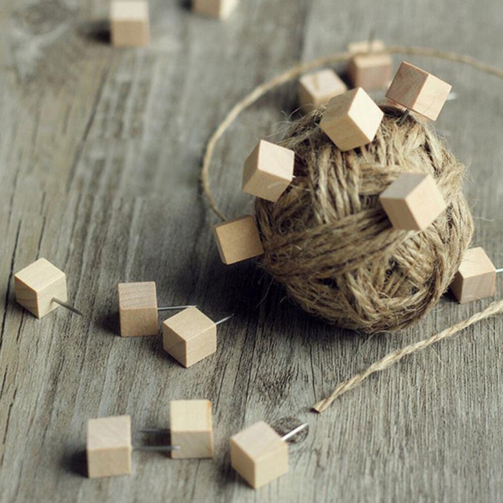 50 Pcs Wood Push Pin Square Shape Wooden Thumbtack... – Grandado