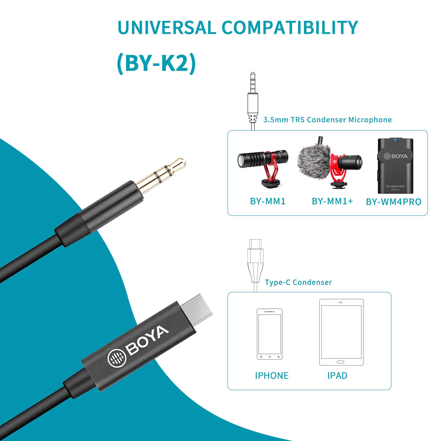 BOYA Audio Adapter Cable BY-K1/2/3/4/5/6/7/8/9 3.5... – Vicedeal