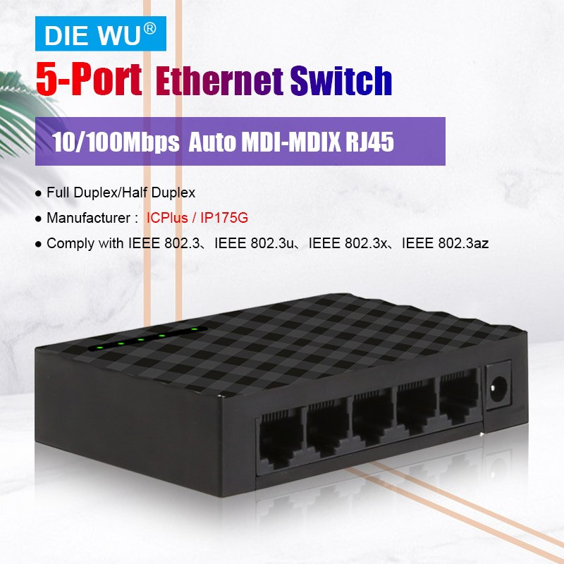 TXE029 5 Port 10/100M Ethernet Network Switch Ethe... – Grandado