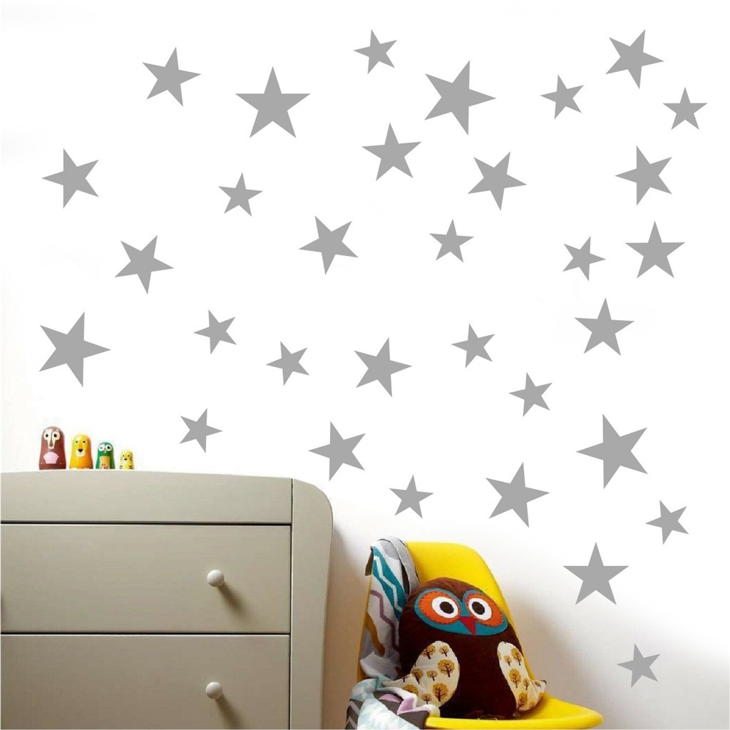 Mixed Size Stars Wall Stickers Kid Decal Art Nurse... – Grandado