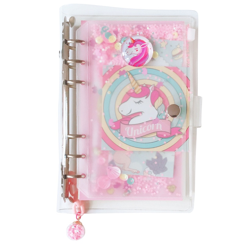 Pink Sequin Petal Transparent Unicorn Notebook set... – Grandado