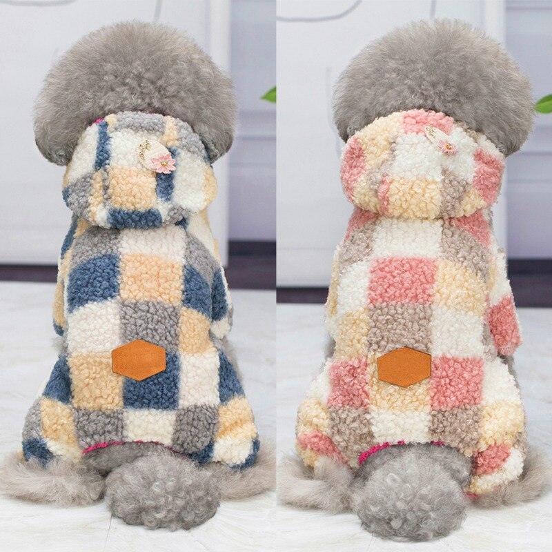 Fleec Pet Dog Clothes Plaid Winter Warm Dog Coat J... – Vicedeal
