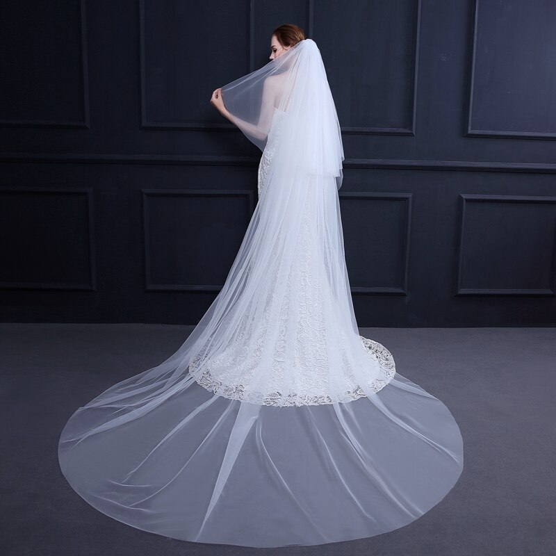 White Ivory Bride Veils Long Bridal veil wedding v... – Grandado