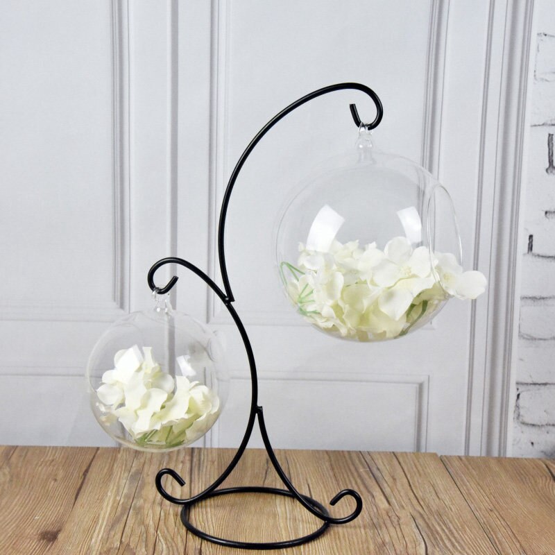 2-Hook Hanging Glass Bauble Iron Stand Holder Home... – Grandado