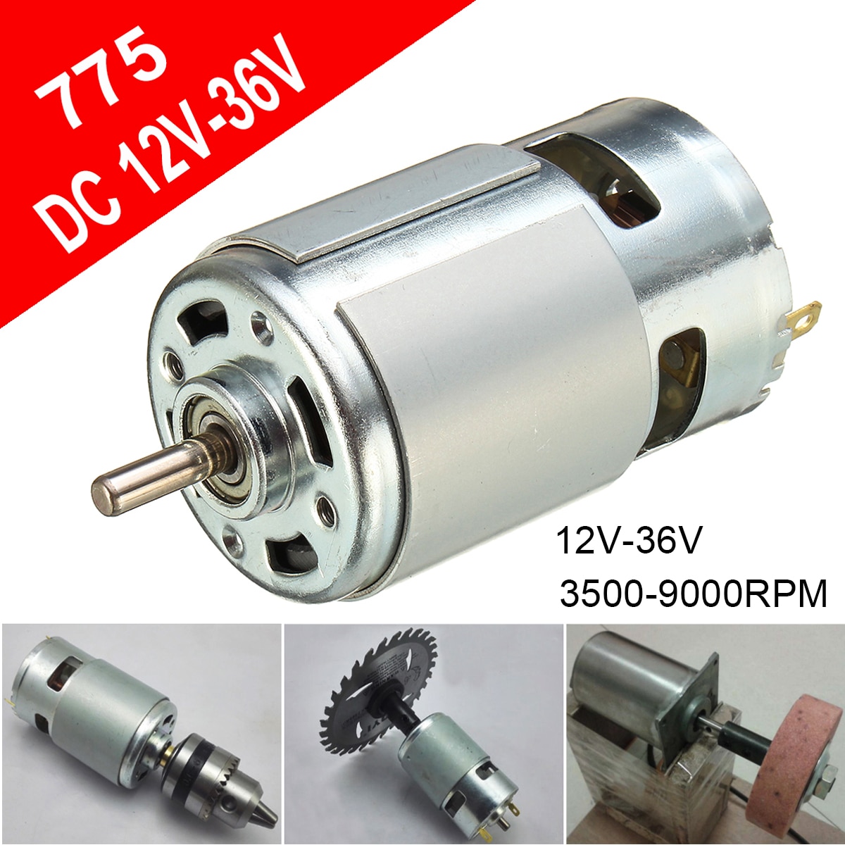 775 DC 12 V-36 V 3500-9000RPM Motor Kogellager Gro... – Grandado