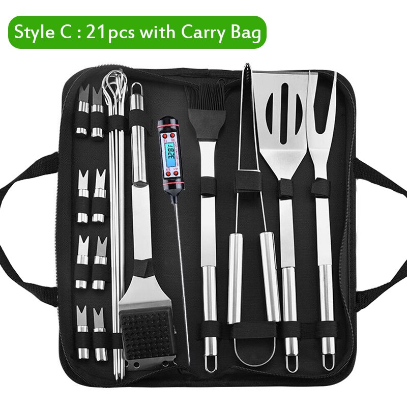21Pcs Stainless Steel BBQ Tools Set Barbecue Grill... – Grandado