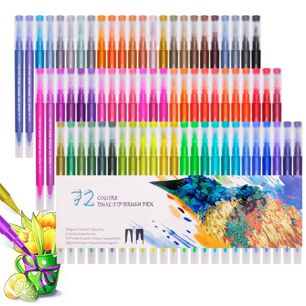 48/100 Colors Dual Brush Pen Set Watercolor Art Ma... – Grandado