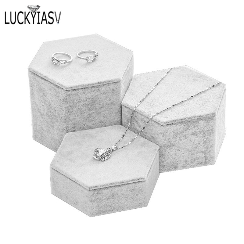 Grey Velvet Hexagonal Flannel Jewelry Display Supp... – Grandado
