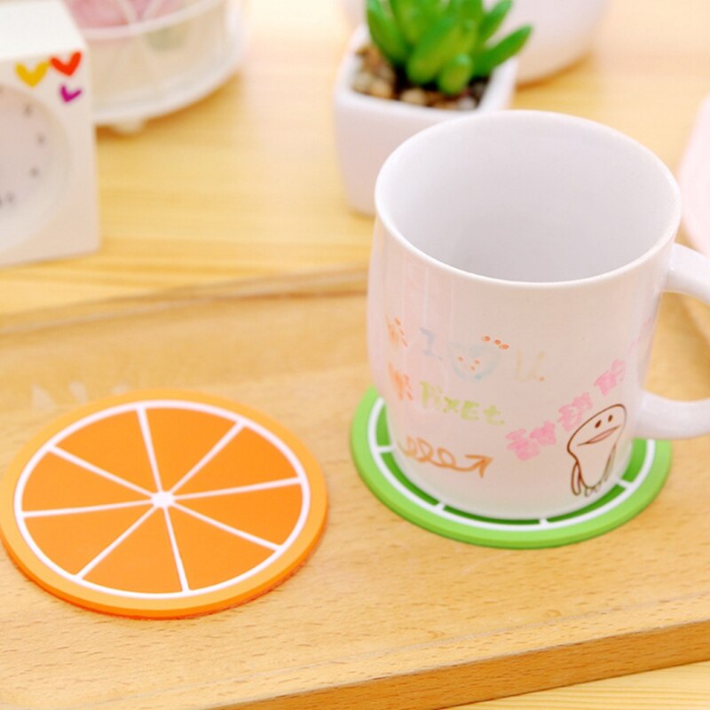 7 Pcs/Set Coaster Fruit Shape Silicone Cup Pad Sli... – Grandado