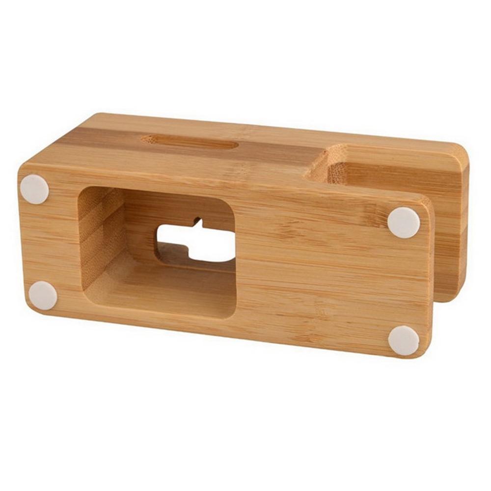 2 in 1 bambustræ stativ ladestation holder til iph... – Grandado