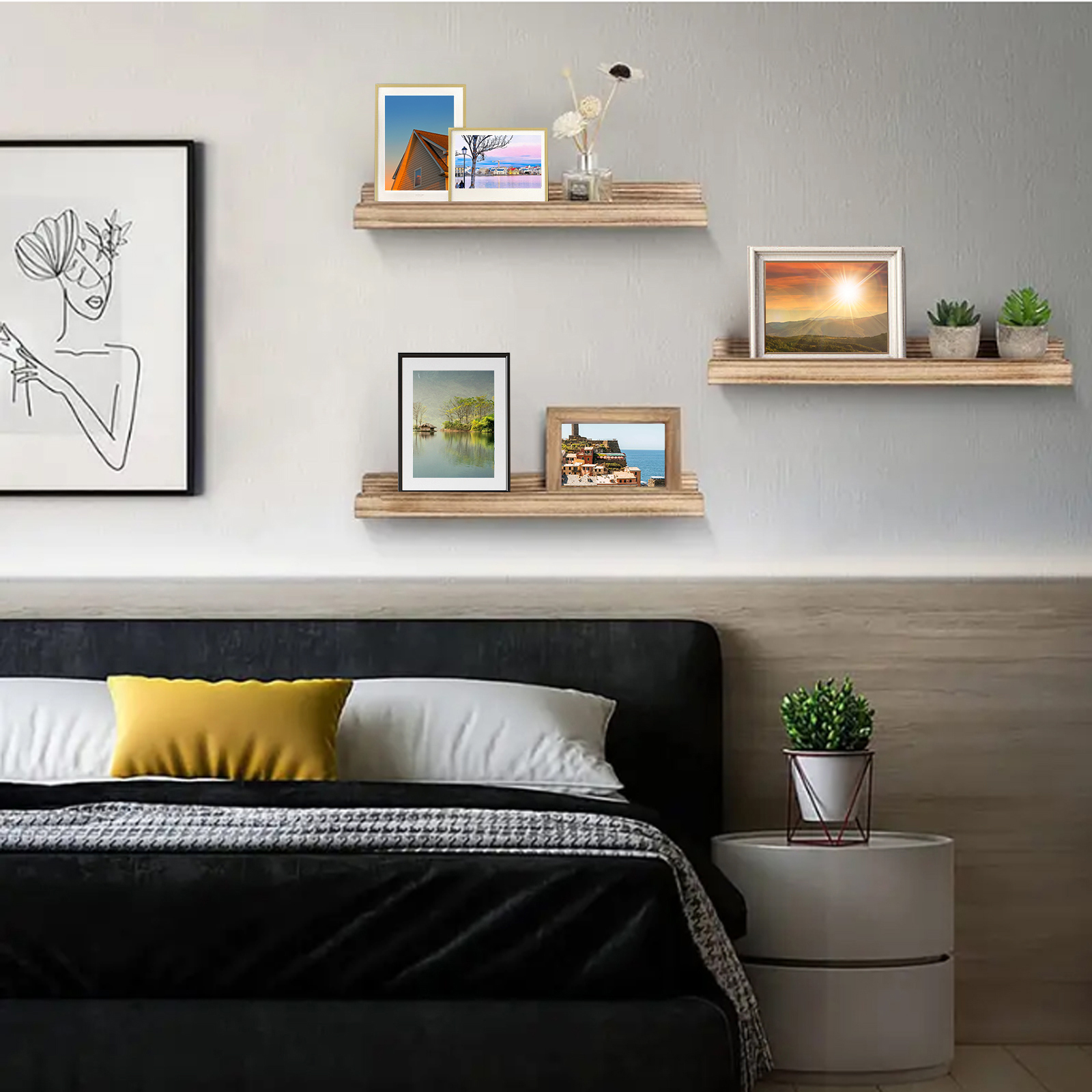 Wood Wedge Floating Shelves for Wall, Rustic Wall ... – Vicedeal