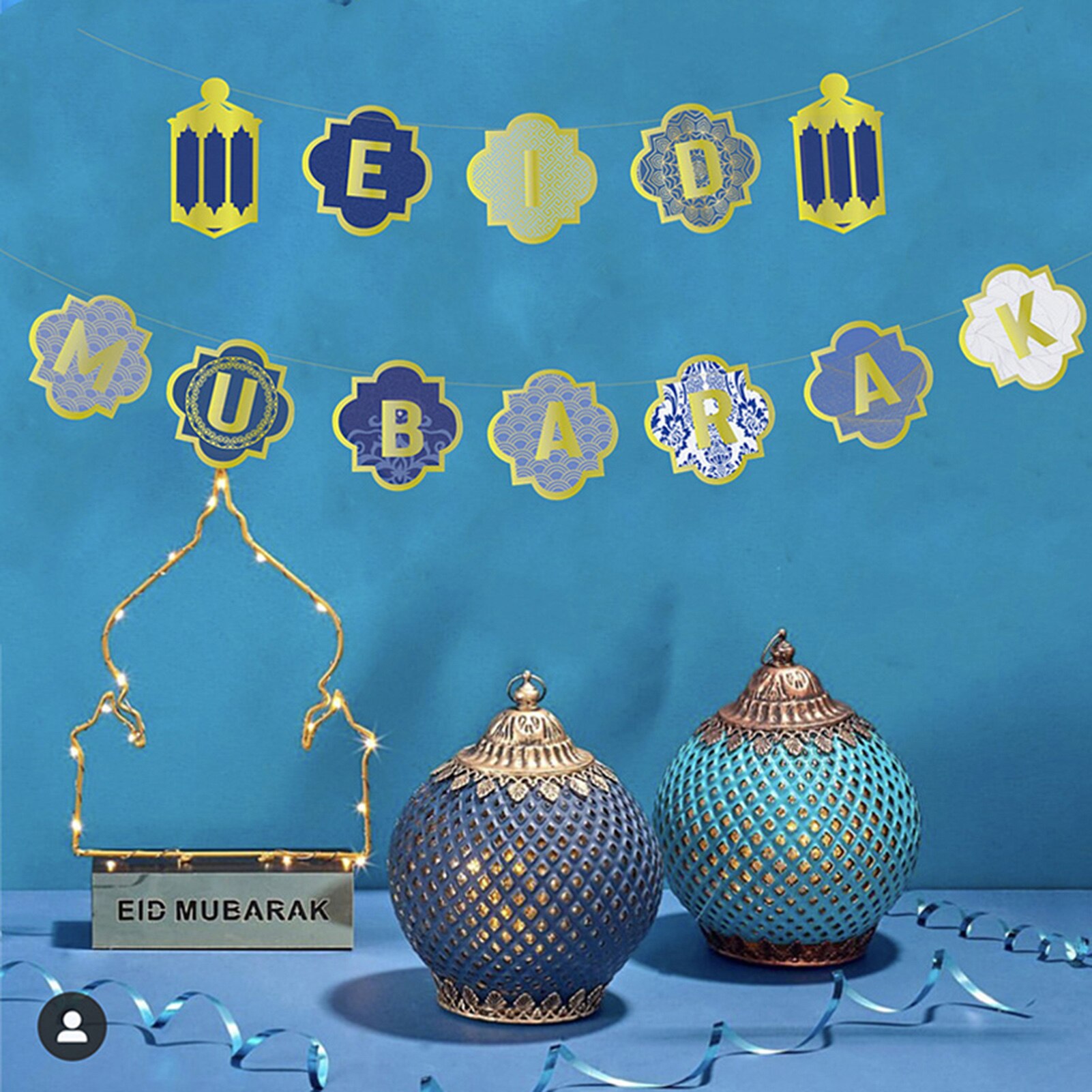 Eid Mubarak Letters Banner Papier Gors Eid Mubarak... – Vicedeal