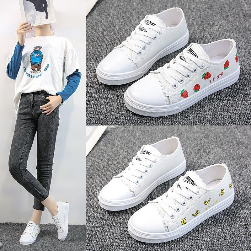 Autumn spring white shoes women flat bottom lace-u... – Grandado