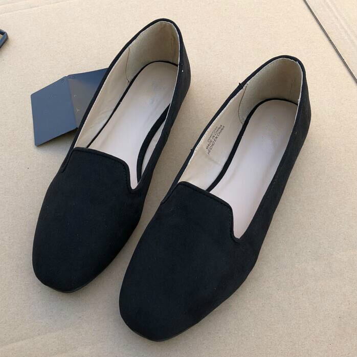 Large Size Black Flock Women Shoes Slip-on Comfort... – Grandado