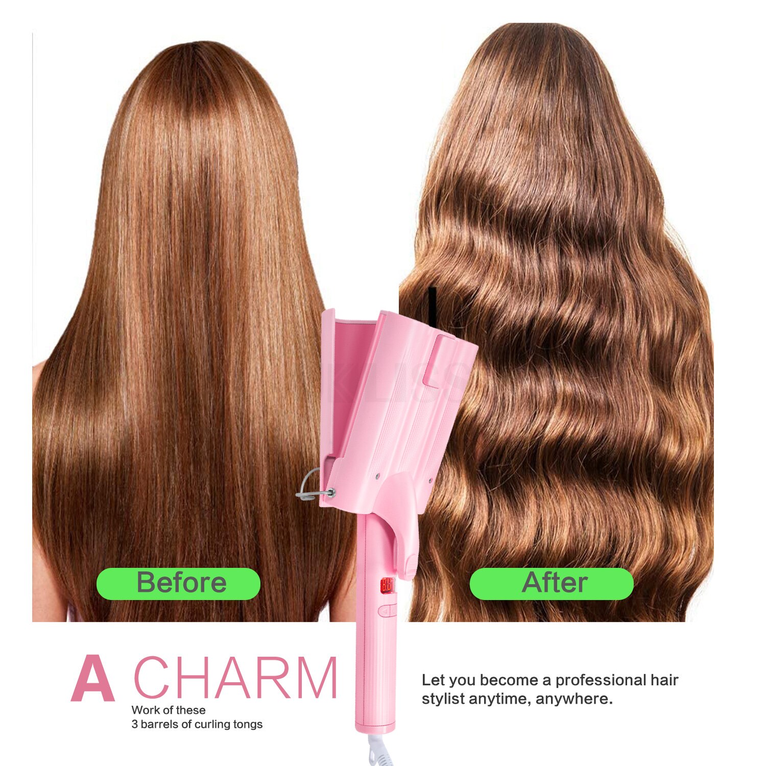 Hair Crimper Iron 3 Barrel Hair Curler 3mm Electri... – Vicedeal