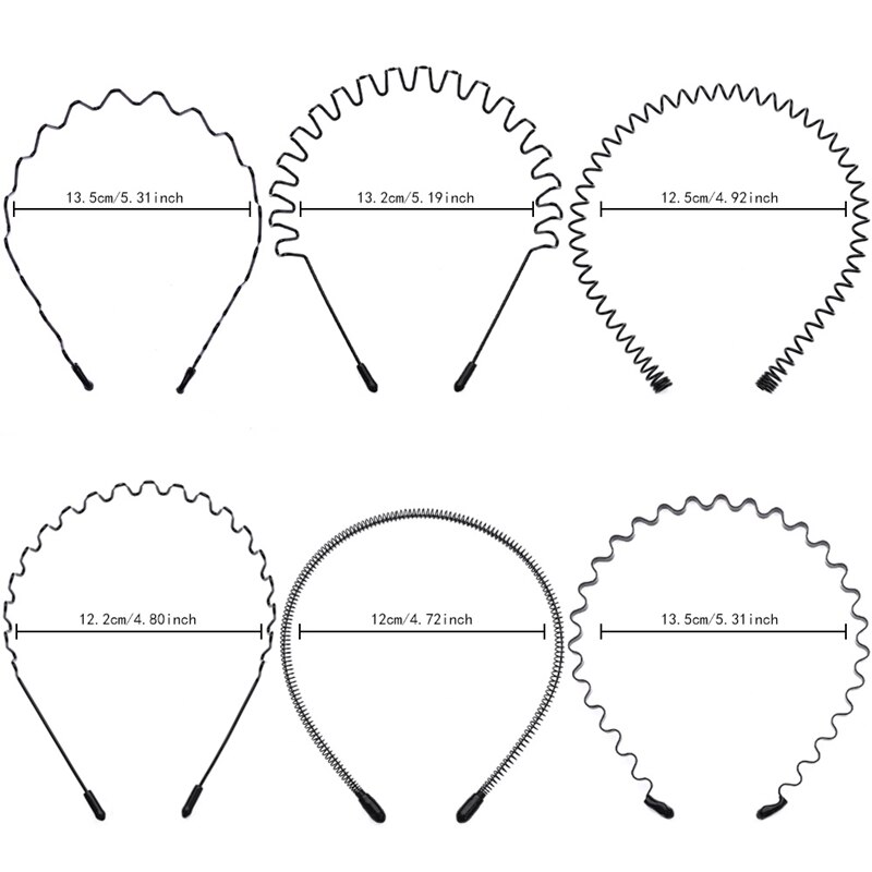 Men Black Wavy Headbands Metal Invisible Hair Hoop... – Vicedeal