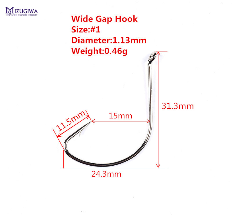 50pcs Mizugiwa Fishing Hook Wide Gap Worm Jig Big ... – Grandado