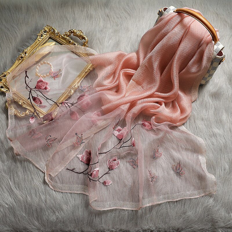 Fular de seda a la para mujer, Fular Largo de seda... – Grandado