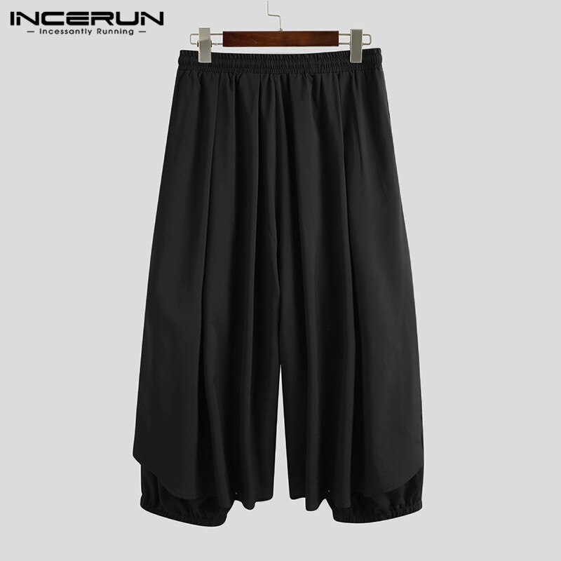 INCERUN Men Pants Solid Drawstring Punk Style Stre... – Grandado