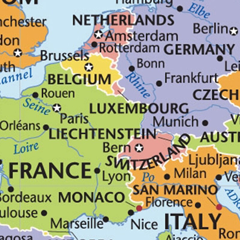 120*80cm The World Political Map Non-woven Canvas ... – Grandado