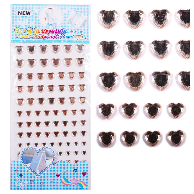 1 Vel Multicolor Zelfklevende Hartvorm Strass Kris... – Vicedeal