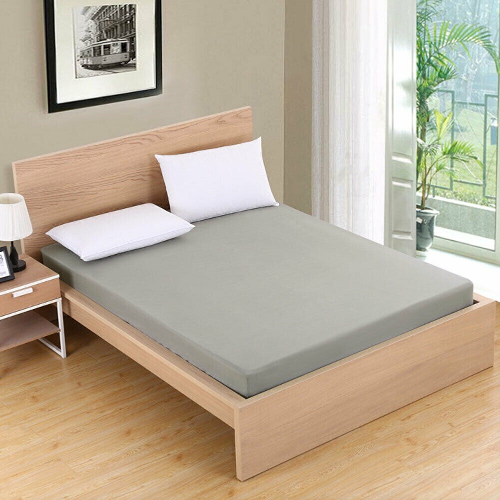 Brand All Sizes Pure Color Fitted Sheet Queen Cott... – Grandado