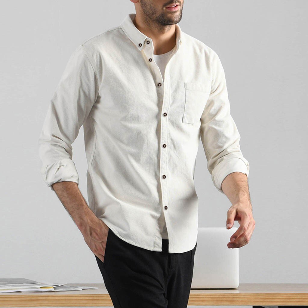 Mannen Herfst Casual Solid Corduroy Pocket Lange M... – Vicedeal