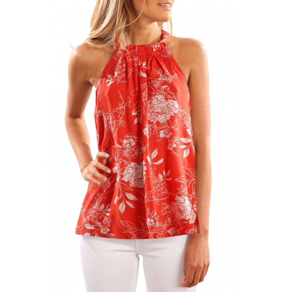 MUQGEW Women Blouse Summer Sleeveless Halter Neck ... – Grandado