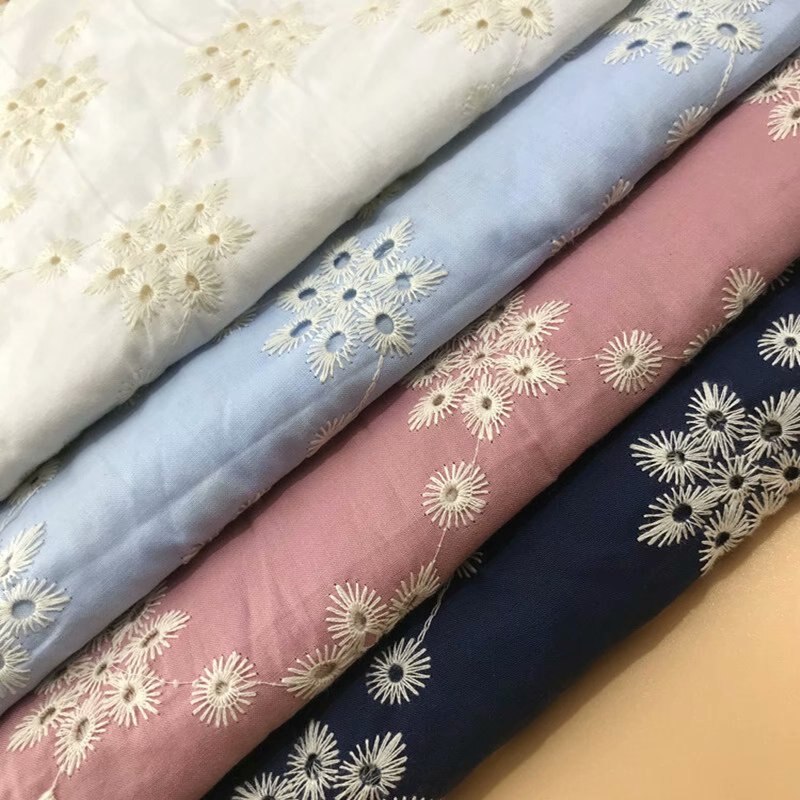 Coloful Cotton Cloth Embroidered Lace Fabric Width... – Grandado
