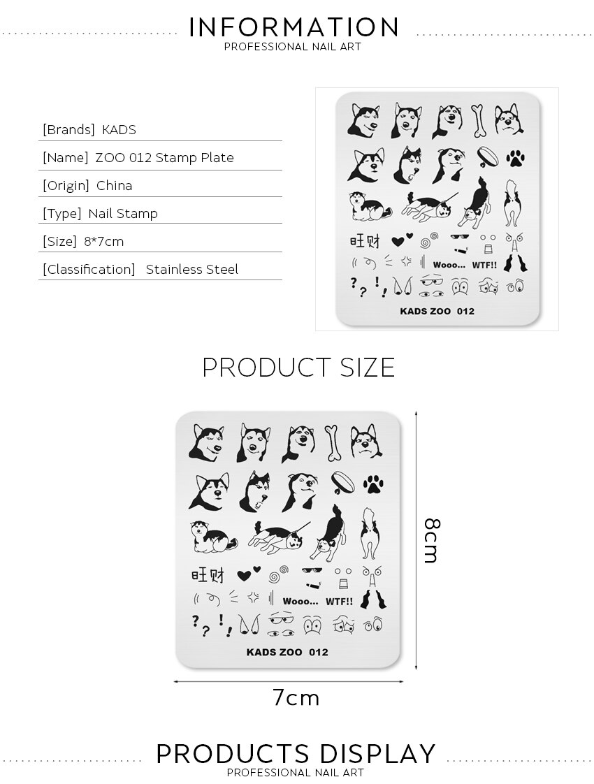 KADS Nail Art Stamping Plate ZOO 012 Husky Cute Ex... – Grandado